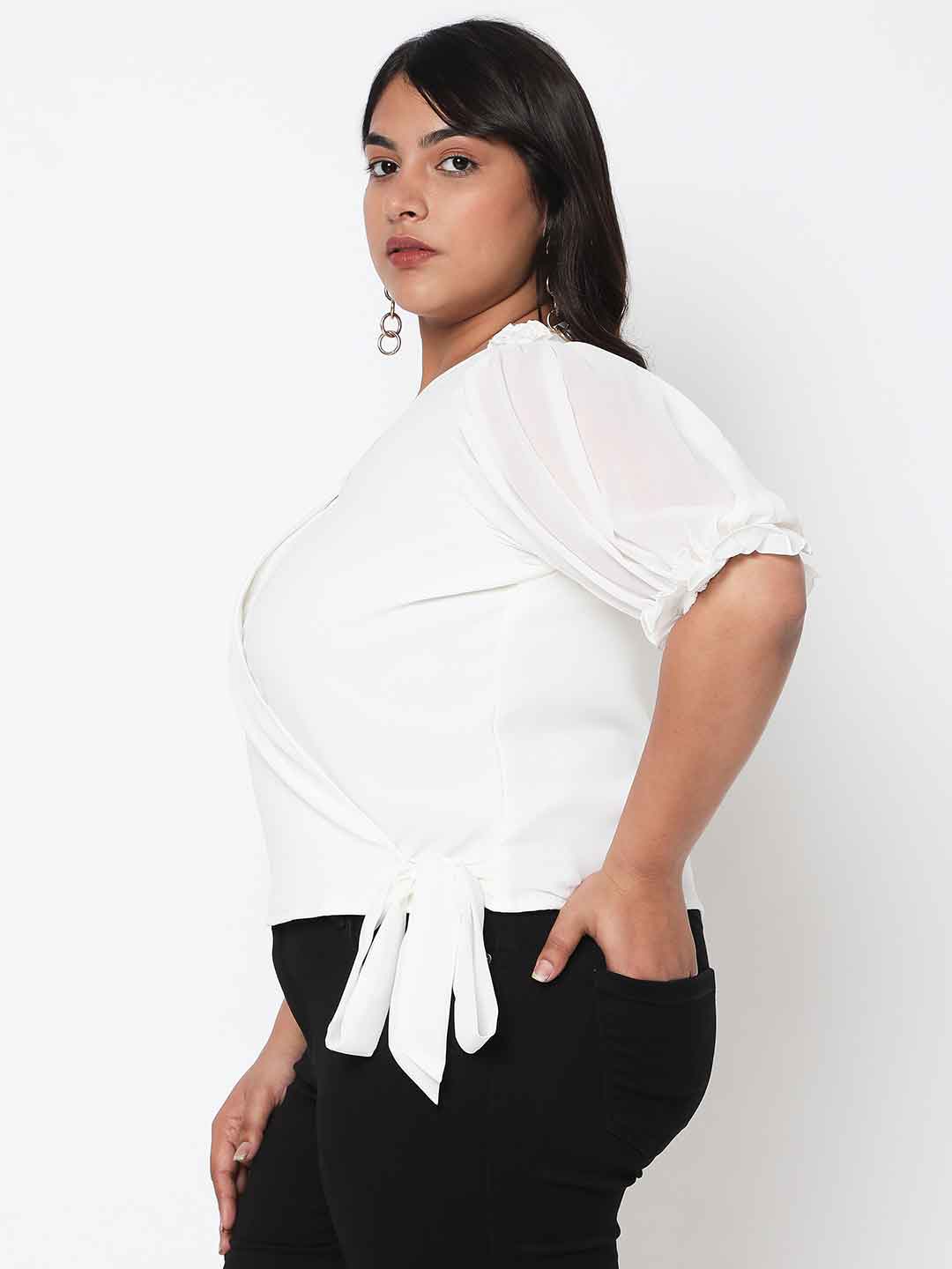 Ruffled detailed tie-ups style top - Mish India