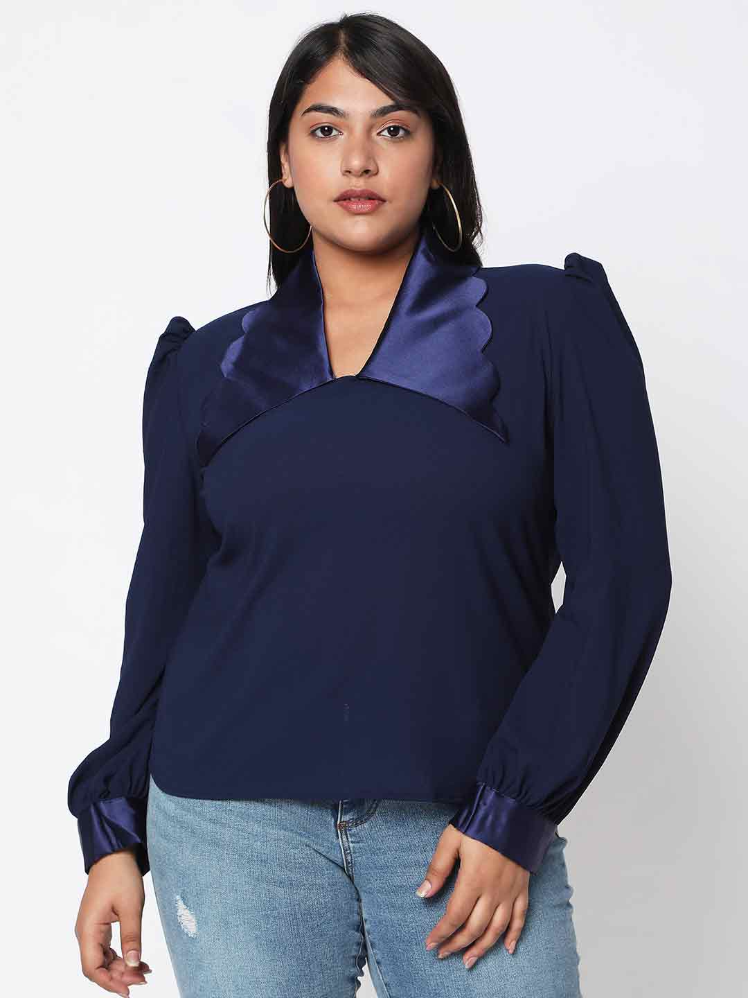 Satin keyboard collar detail top - Mish India