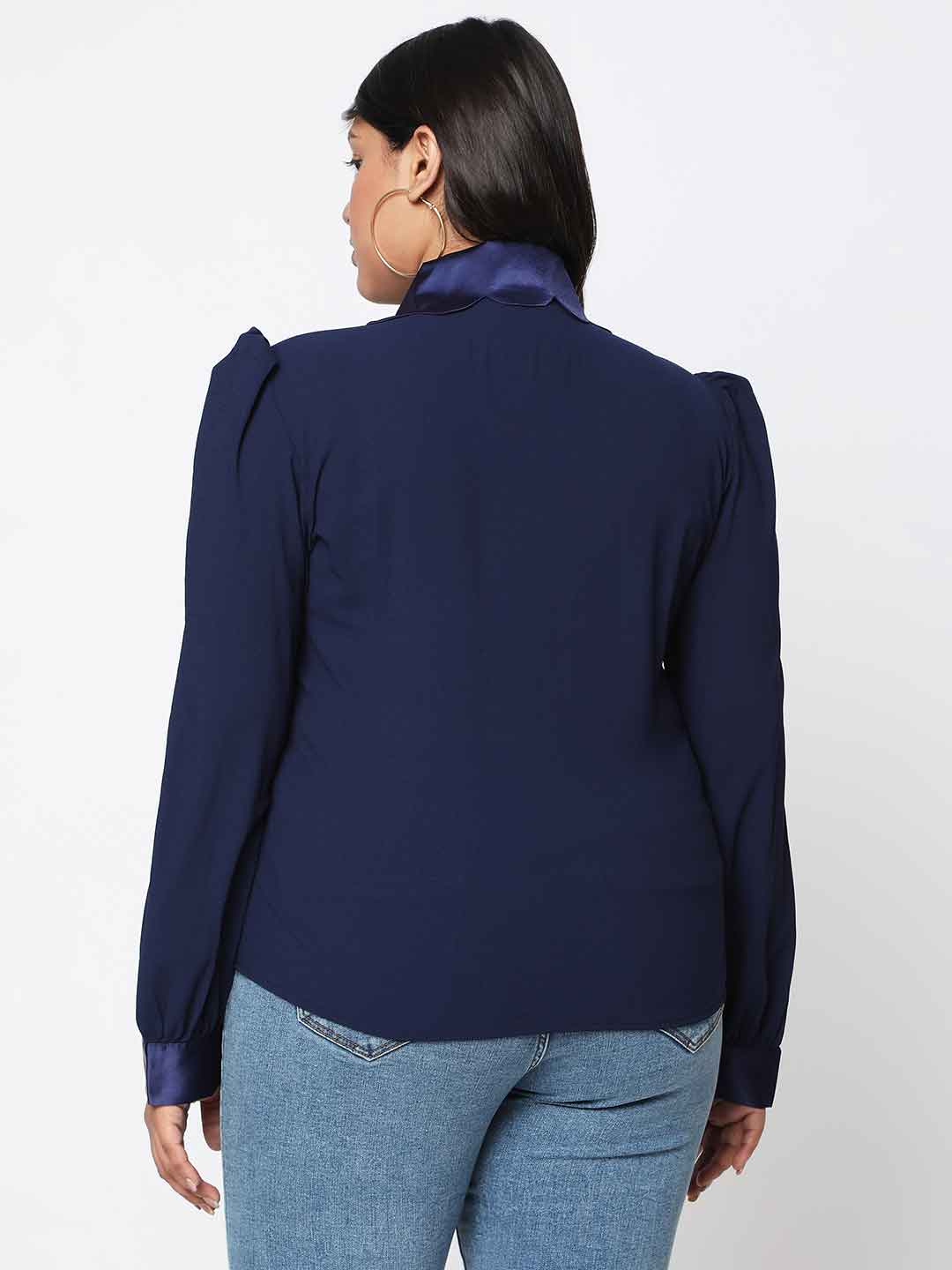 Satin keyboard collar detail top - Mish India