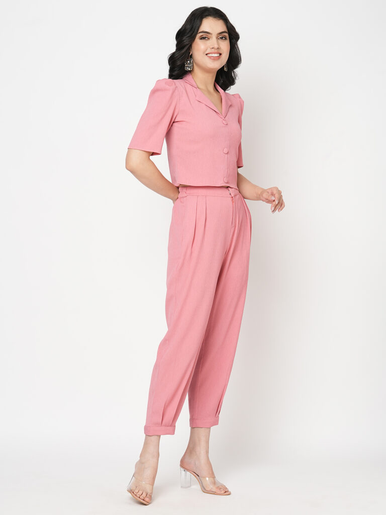 Pink short top with trouser co-ord set - Mish India