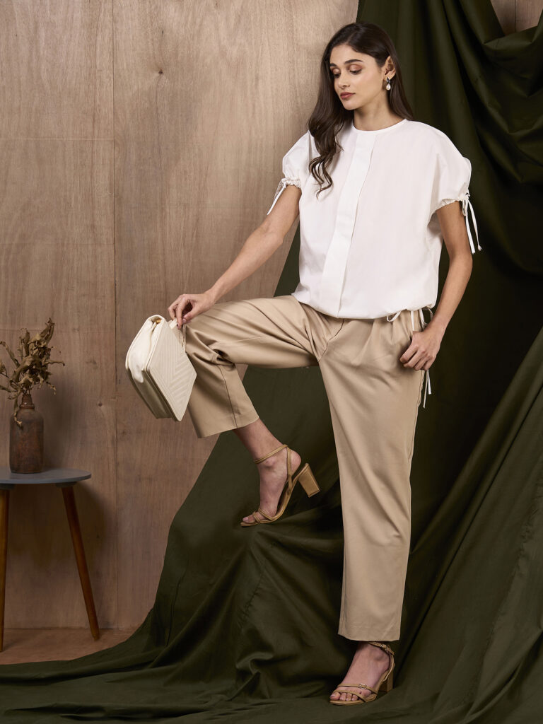 Solid White Boxy Style Semi-formal Top - Mish India