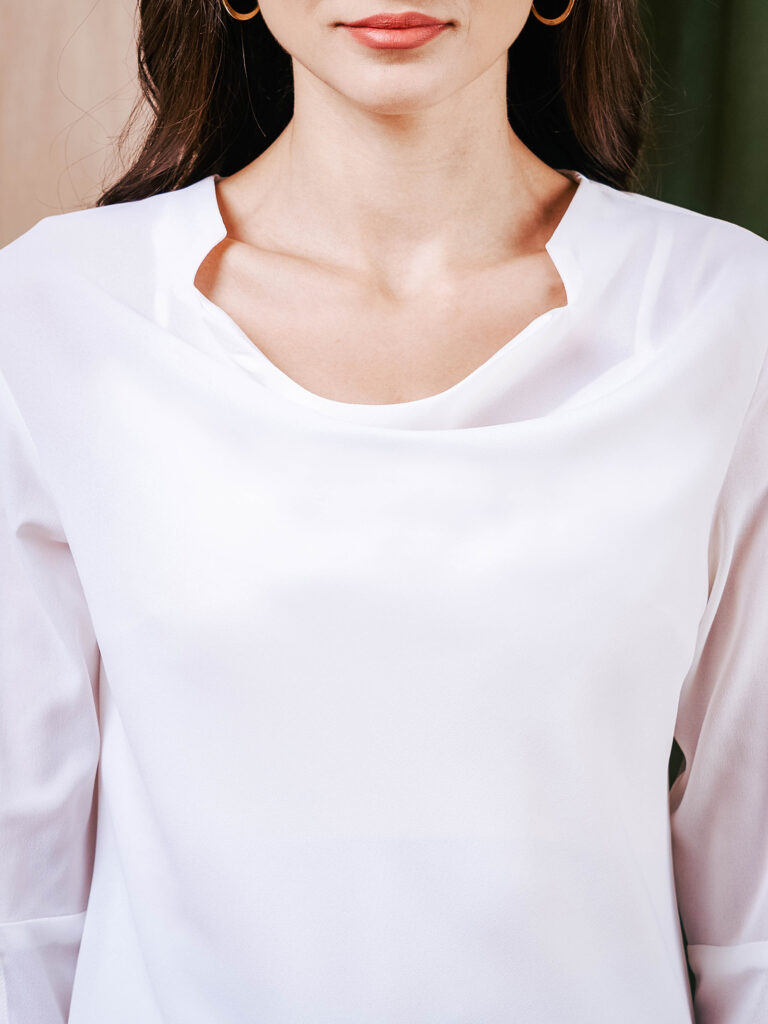 White solid Semi-formal Top slit sleeves detailing - Mish India