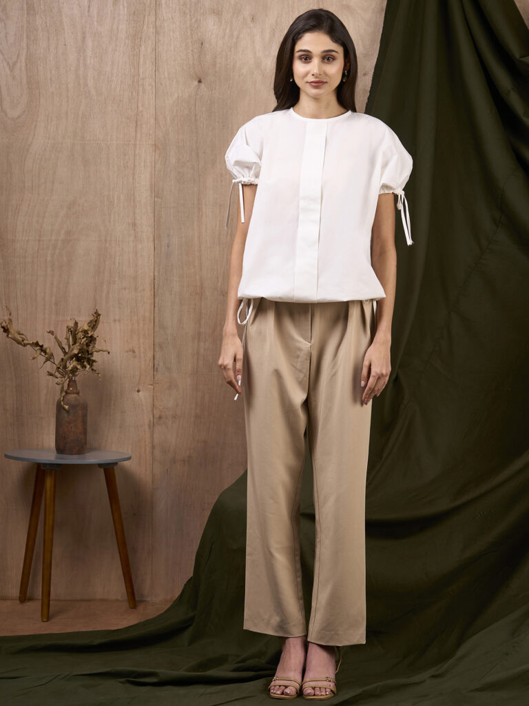 Solid White Boxy Style Semi-formal Top - Mish India